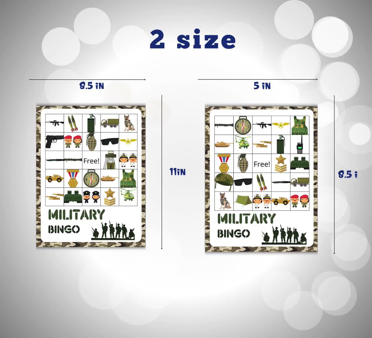Printable Military Bingo Game, Army Party Game for Kids, Camo Bingo ...