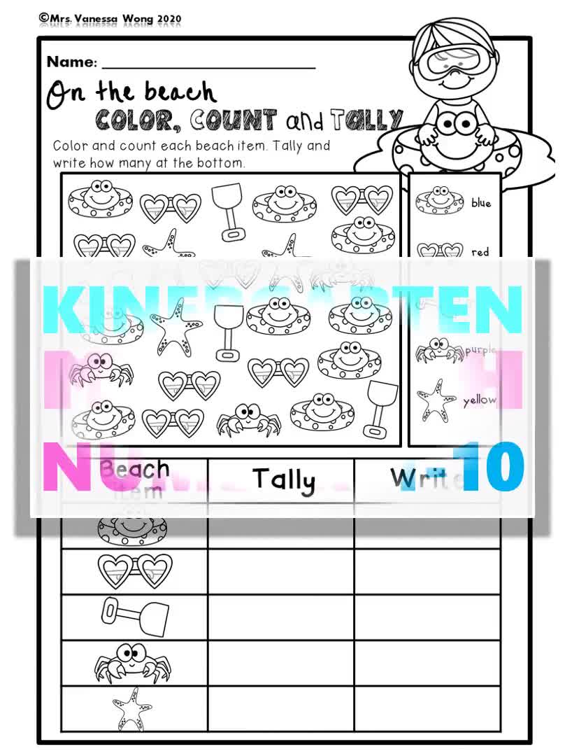 Tally Worksheets For Kindergarten