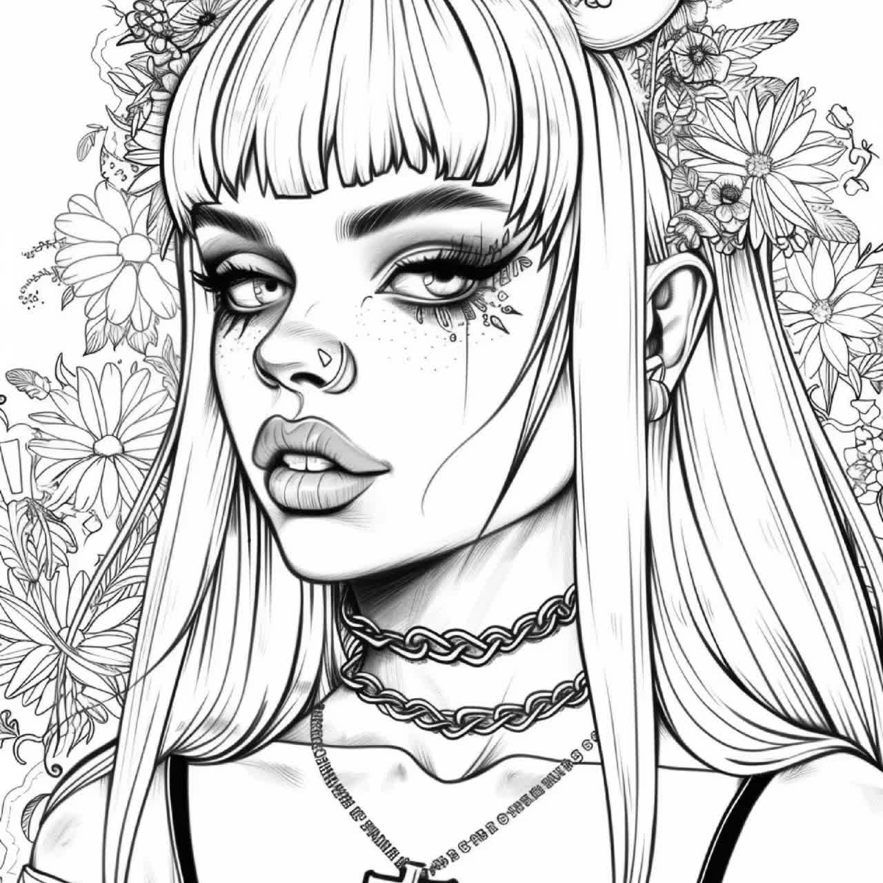 Emo Gothic Coloring Pages Colouring Pages For Goths
