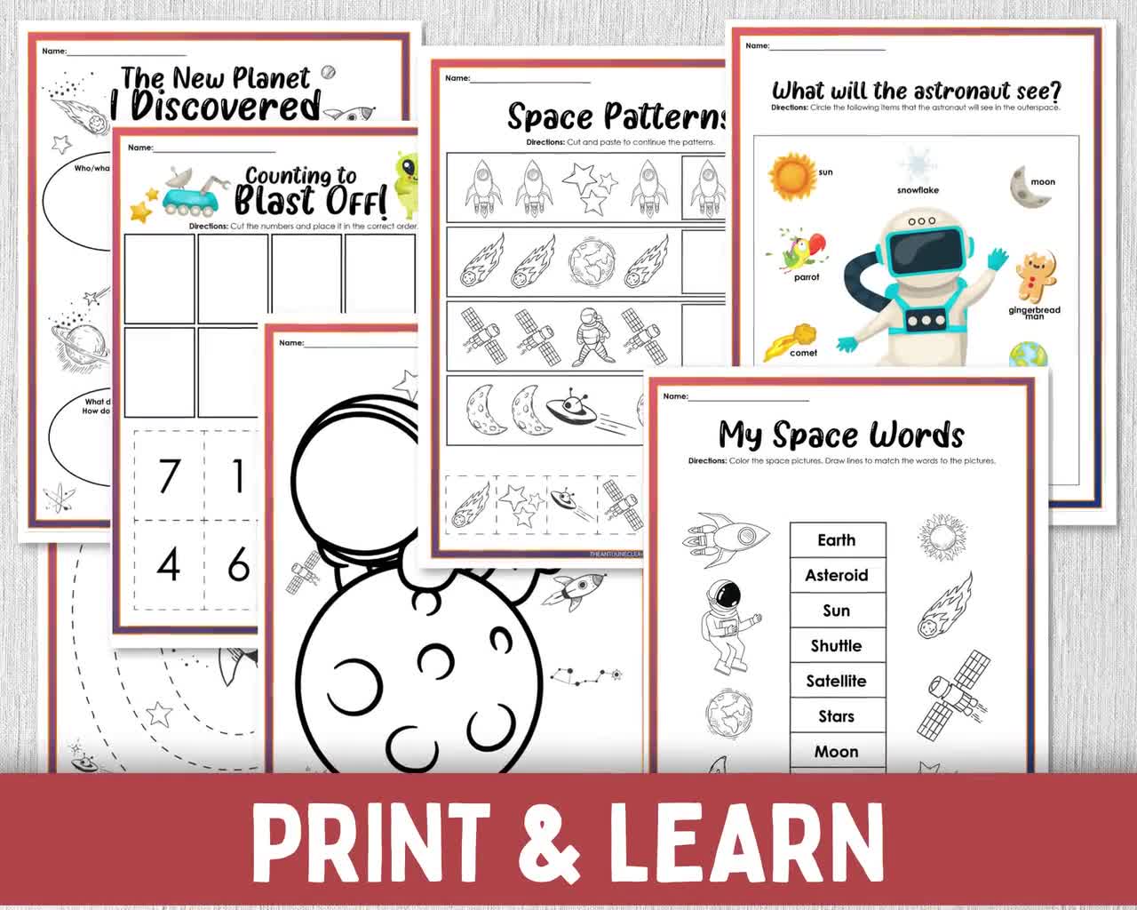 Space Matching Worksheets 80 Free Printable Resources Space Activities