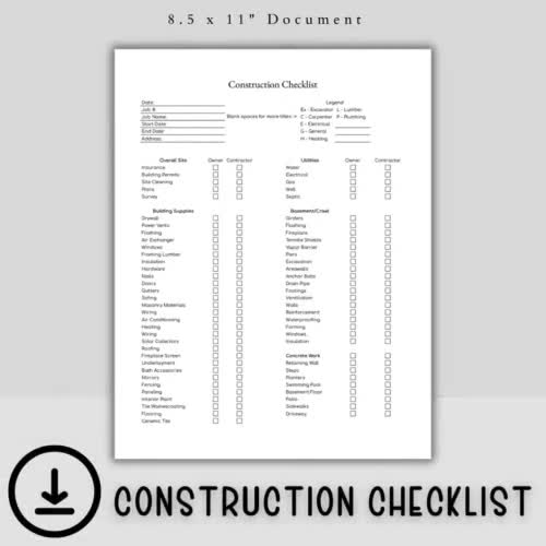 Construction Checklist Template