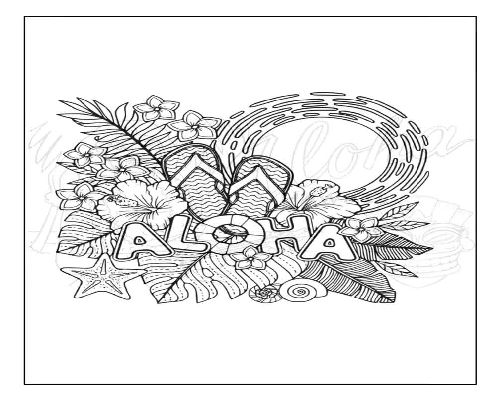 Hawaiian Coloring Pages Hawaii Flower Coloring Page Az Coloring