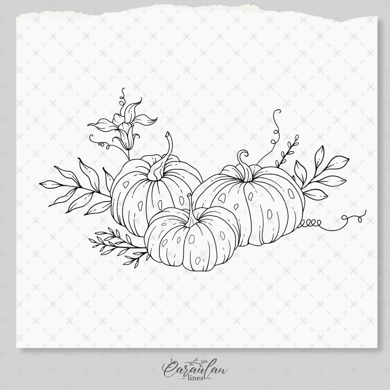 Pumpkin Clip Art Line Drawing