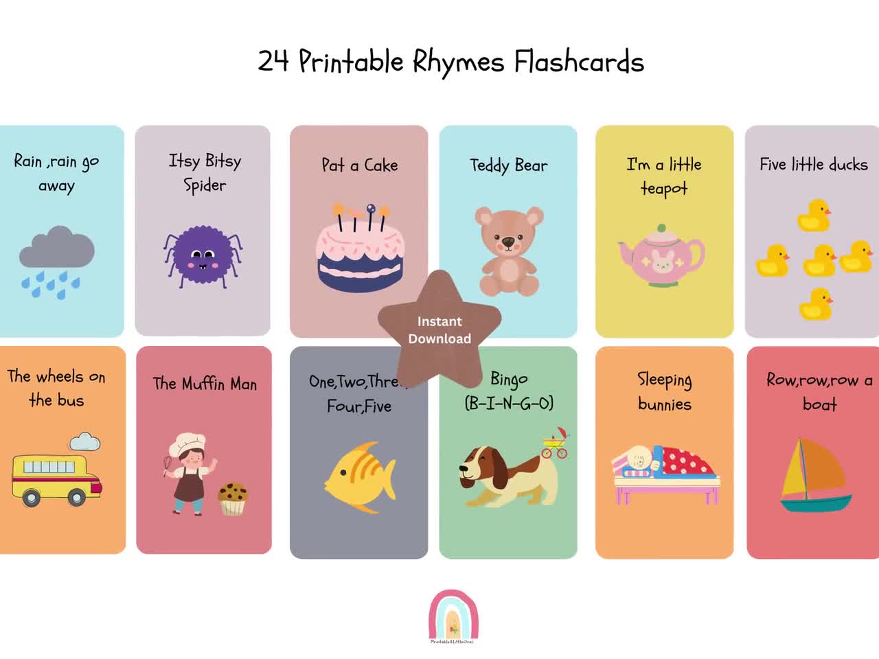 Nursery Rhyme Bingo Activity with Digital and Printable Game | Nursery ...