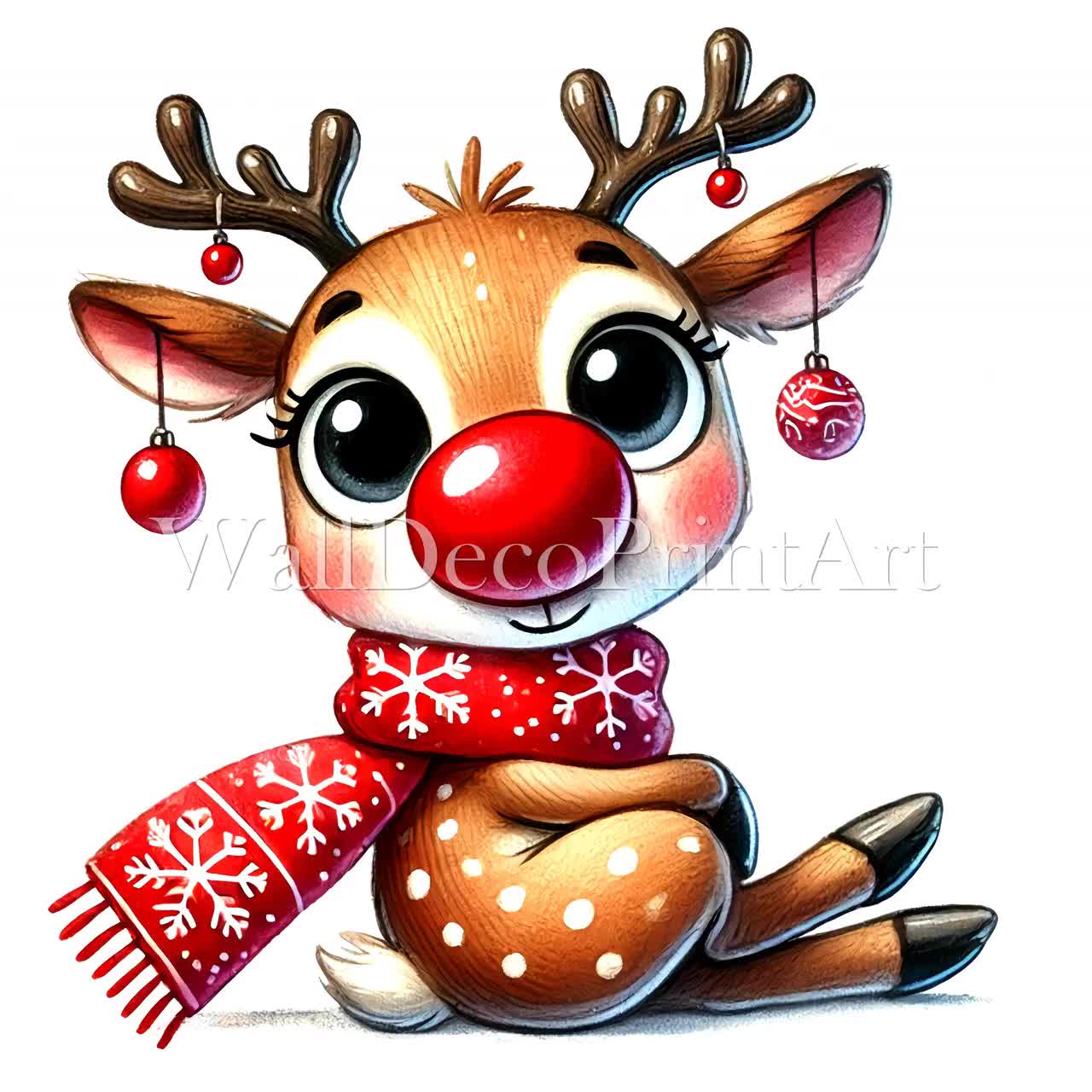 Art Deco Christmas Reindeer Clip Art Little Cartoon Deer With