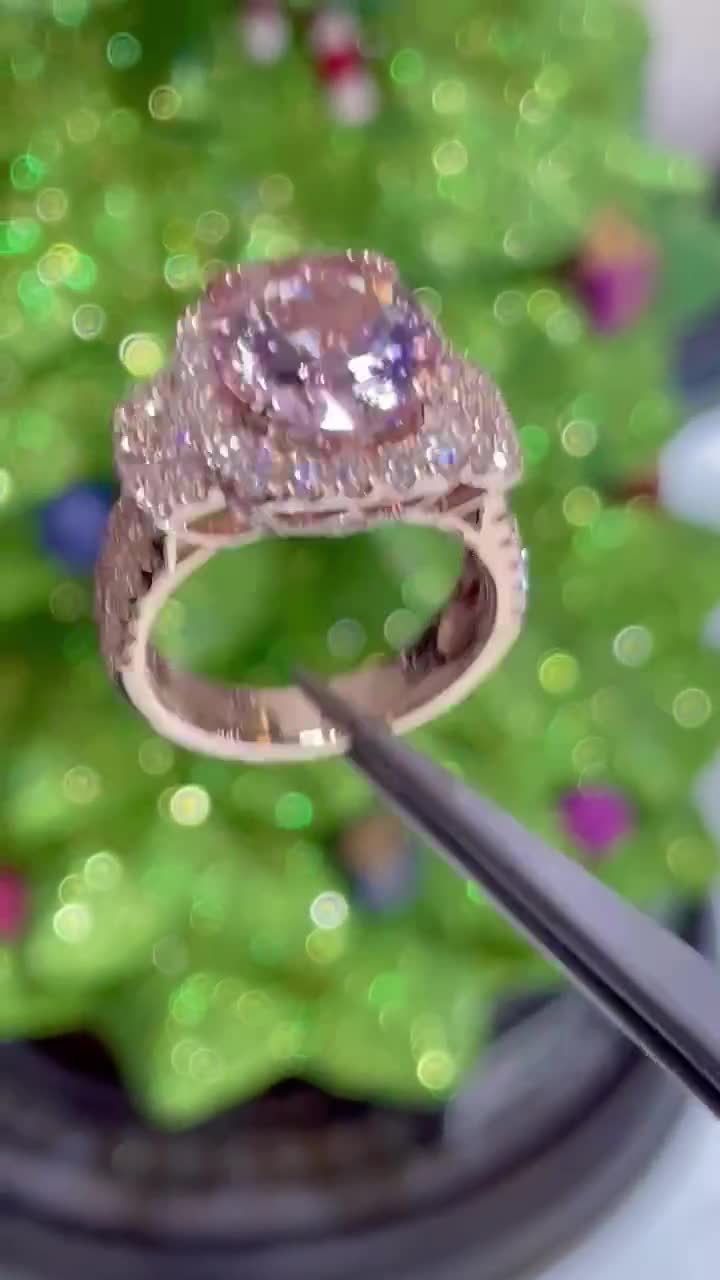 Cushion Halo Morganite Engagement Ring Wedding Ring Cushion Halo Morganite Engagement Ring Wedding Ring