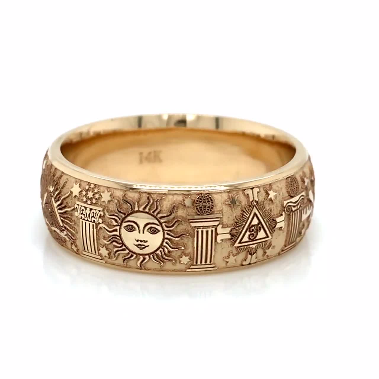 Masonic Ring, Men's 14k Gold Masonic Ring, Mason Ring Masonic Ring, Men's 14k Gold Masonic Ring, Mason Ring