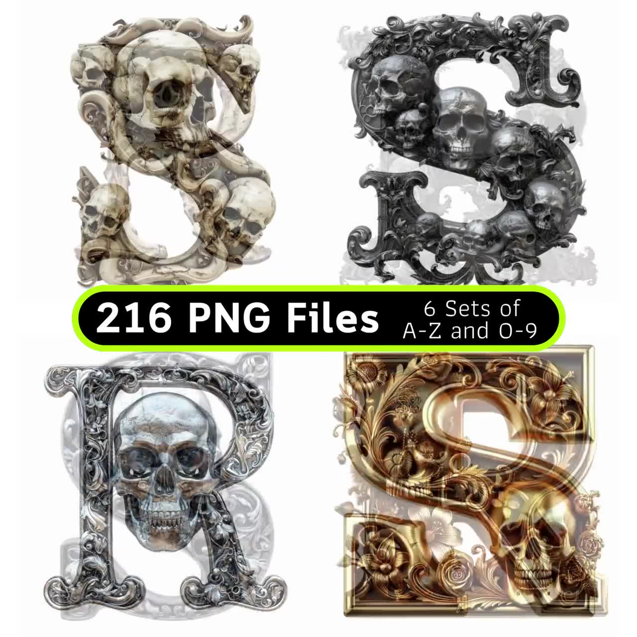 Skulls Drawings With Alphabet Letter Gothic Skulls Heart Letters Print