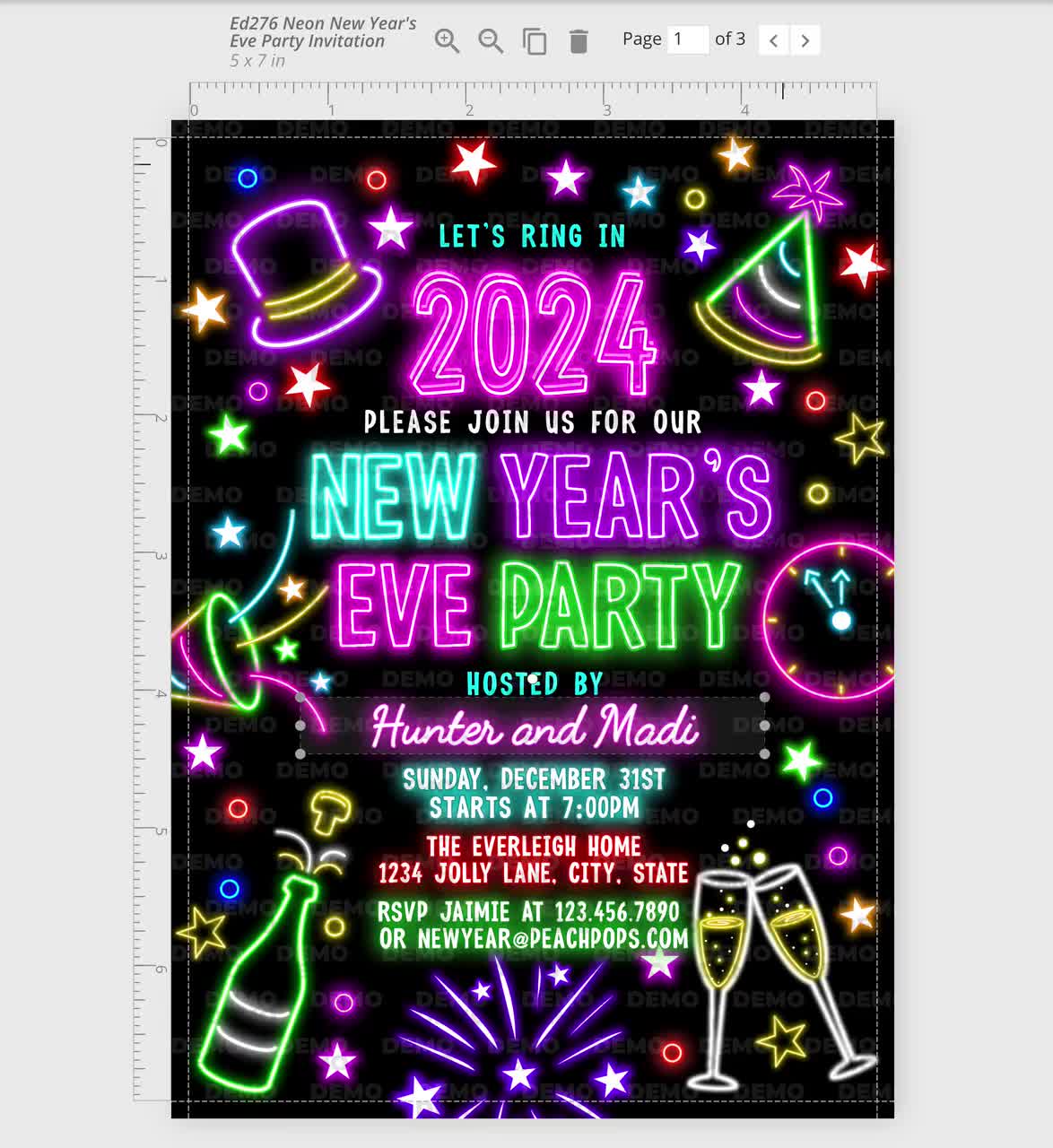 Printable Neon Invitations
