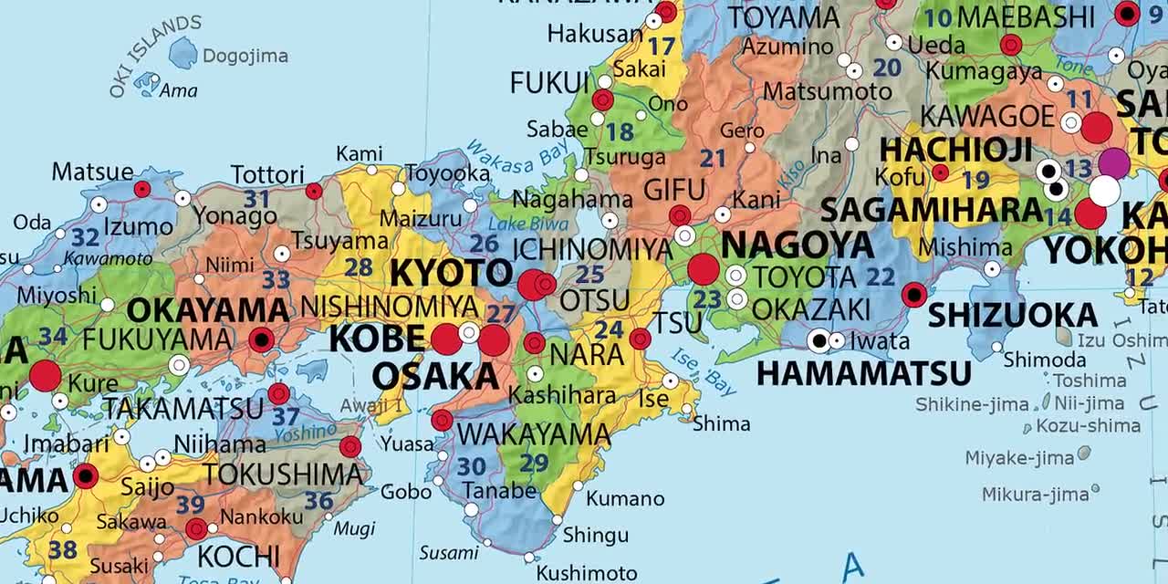 Political Map Of Japan In English DigiAtlas.com | Thematic Maps