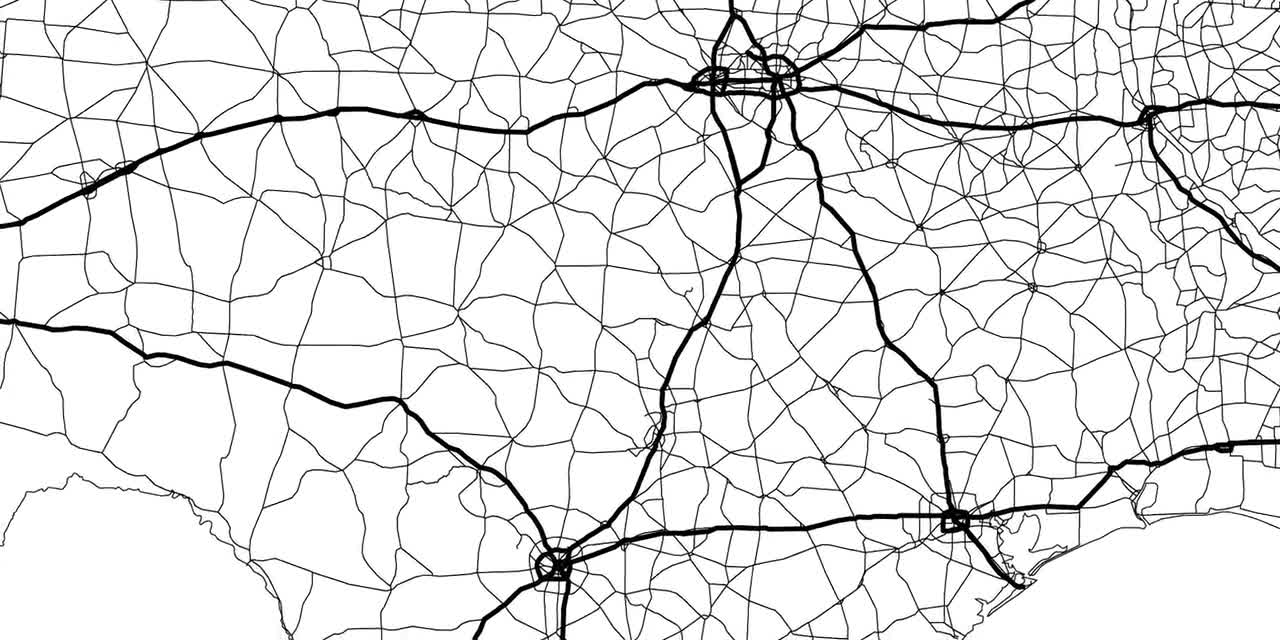 United States Road Map Clip Art USA Road Map Print Poster, United