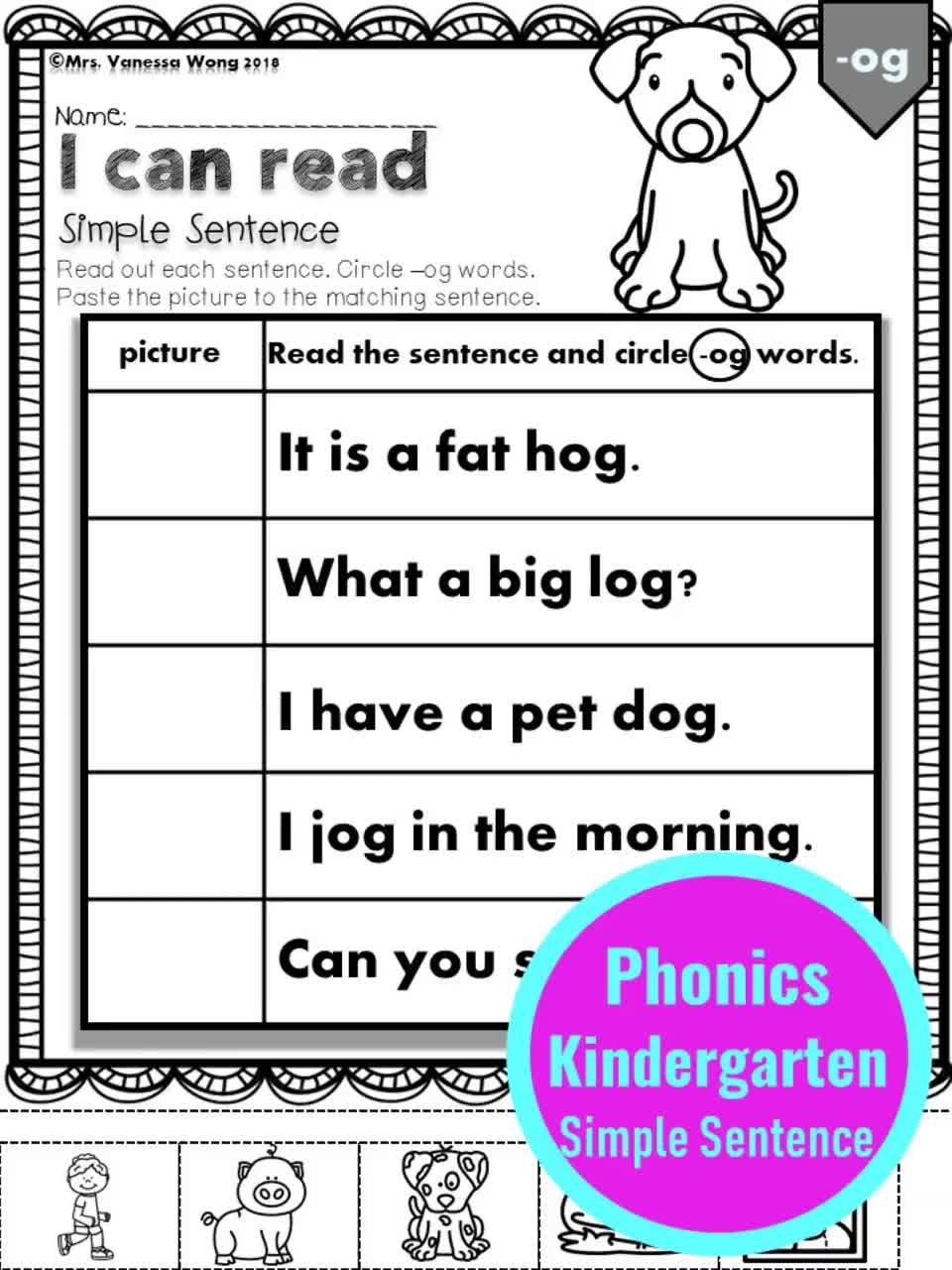 Phonics Worksheets Cvc I Can Read Simple Sentences Short
