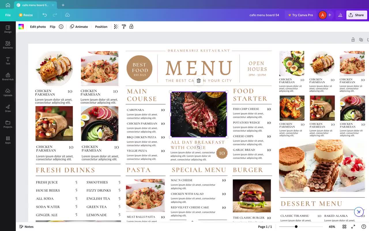 Restaurant Menu Website Template