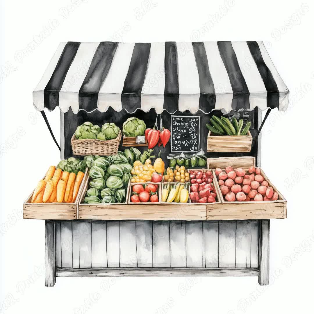 Roadside Vegetable Stand Clip Art