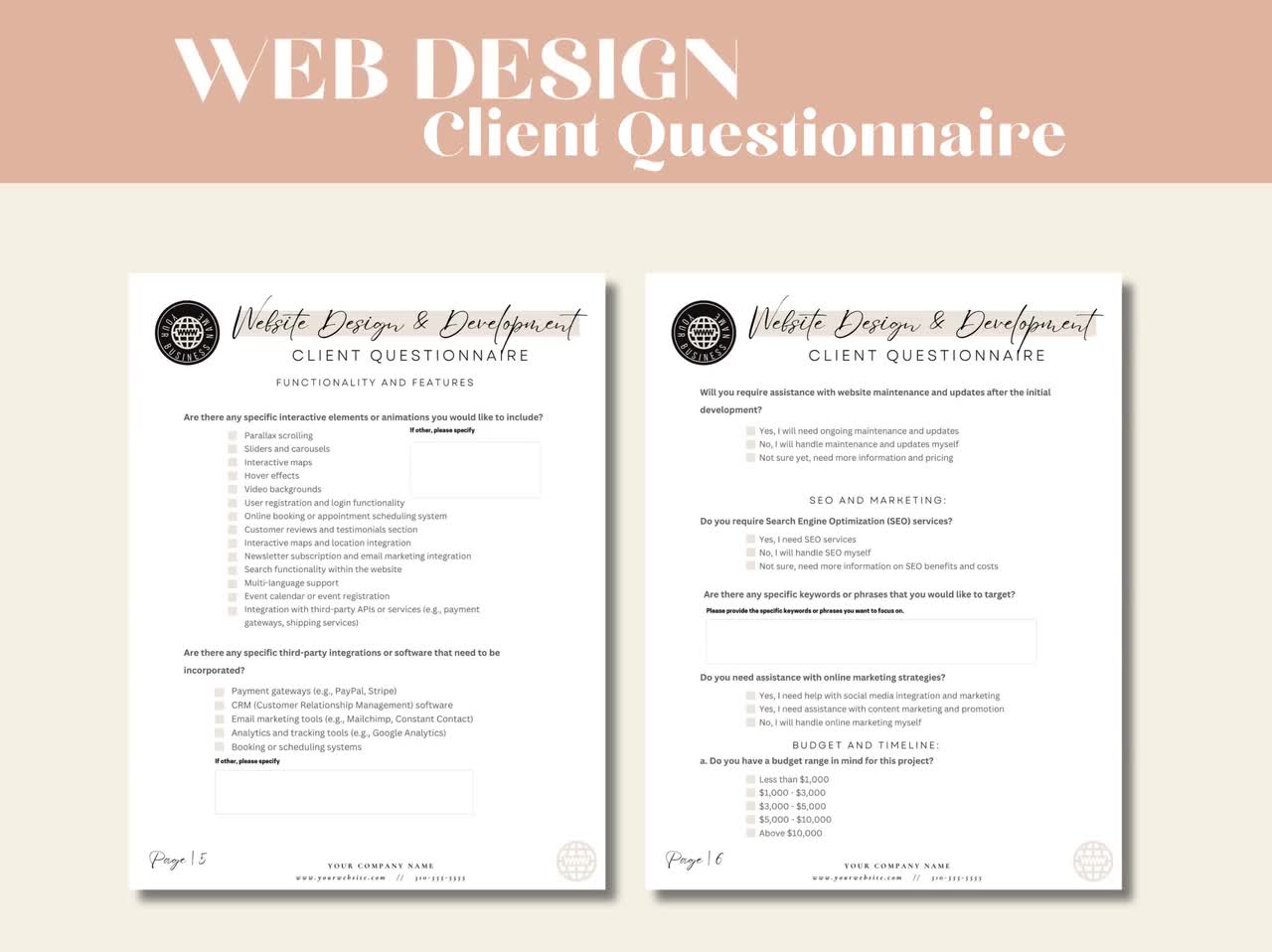 Web Design Questionnaire Template Website Design Request Form Template