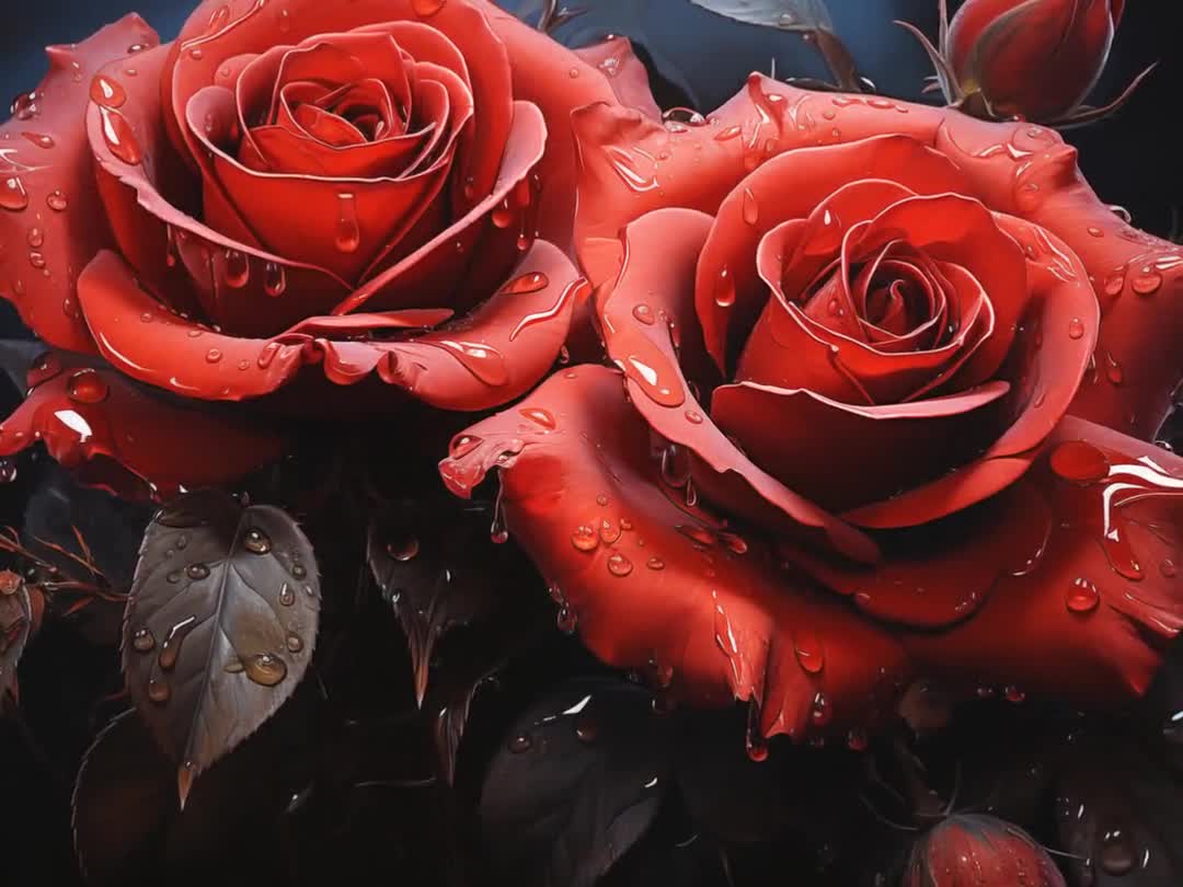 Wet Rose Bunch Of Flowers