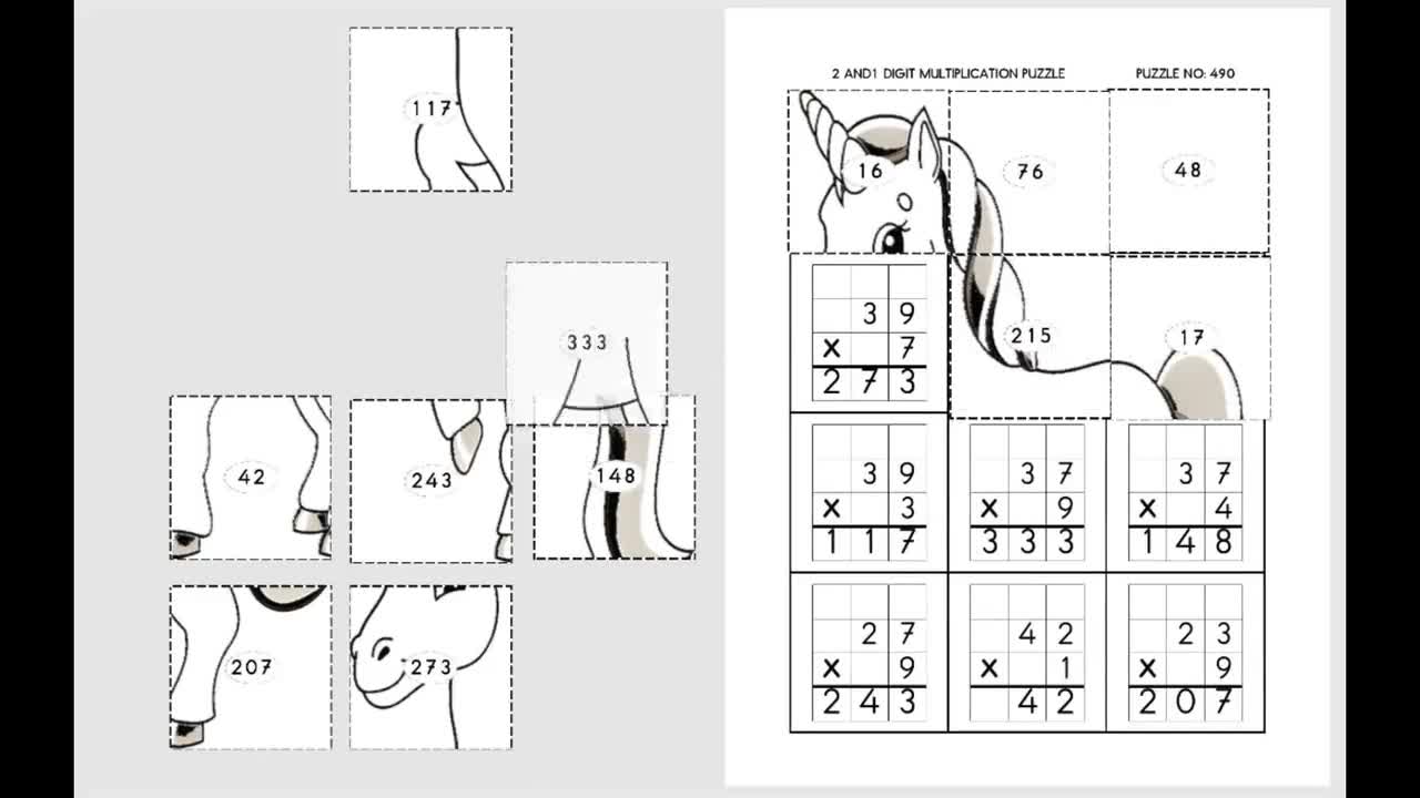 Hojas De Trabajo De Rompecabezas De Multiplicación De Matemáticas