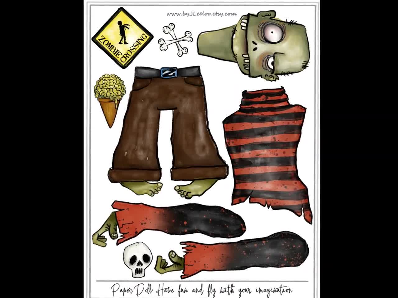Zombie Paper Doll Printables